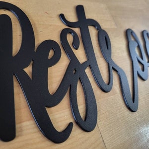 Restroom Sign | Metal Restroom Sign | Cursive Restroom Sign | Script ...