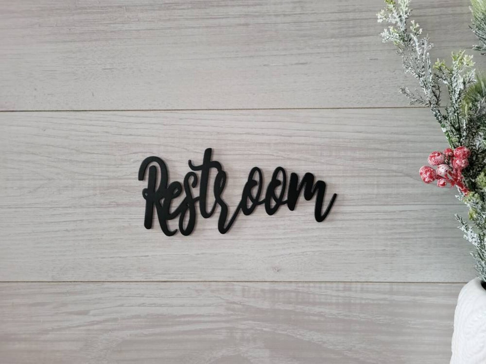 Restroom Sign Metal Restroom Sign Cursive Restroom Sign - Etsy