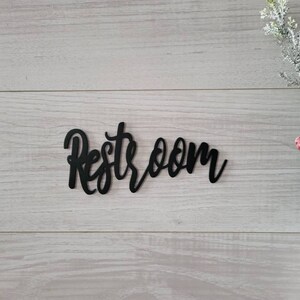 Restroom Sign Metal Restroom Sign Cursive Restroom Sign - Etsy