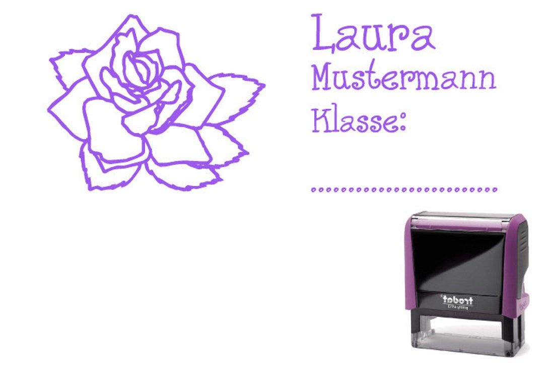 School Stamp Stamp Rose 58 X 22 Mm-stamp Machine Name Class - Etsy