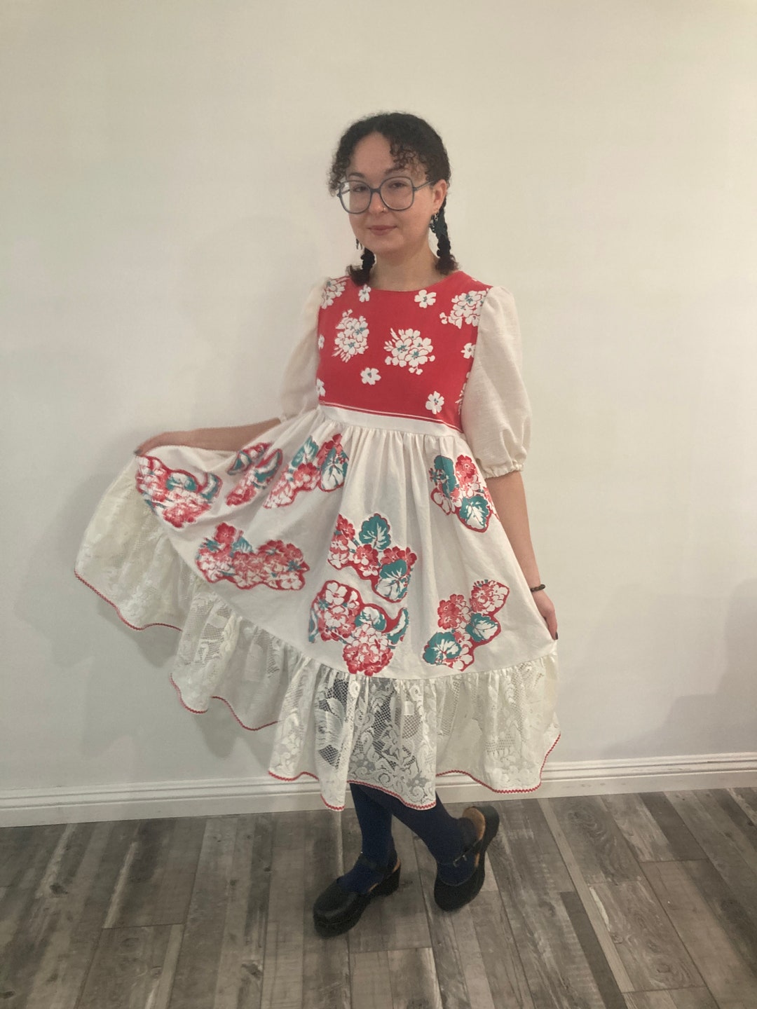 Upcycled Dress Made From Vintage Table Cloths - Etsy