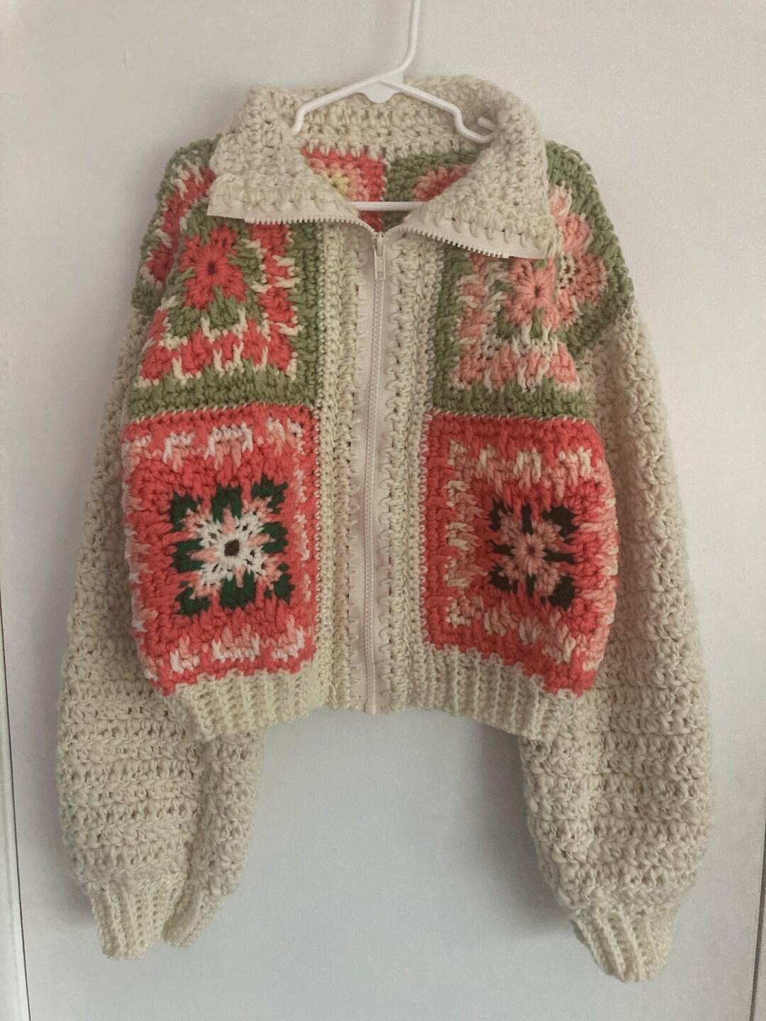 Childs Zippered Granny Square Cardigan - Etsy