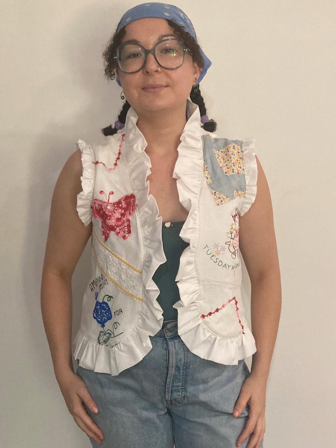 Vintage Linen Ruffle Vest - Etsy