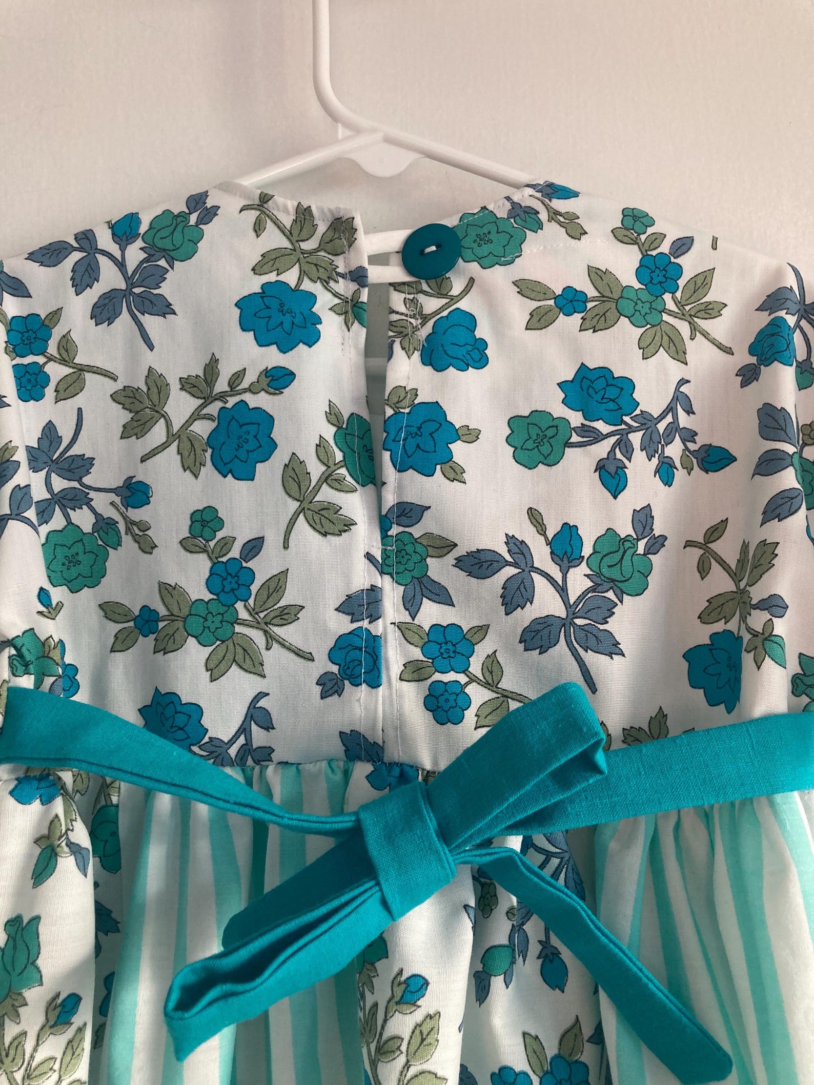 Girls Upcycled Tablecloth Dress in Teal - Etsy