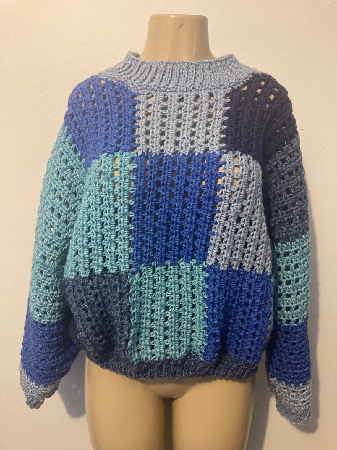 Hand Crochet Chunky Patchwork Sweater | Etsy