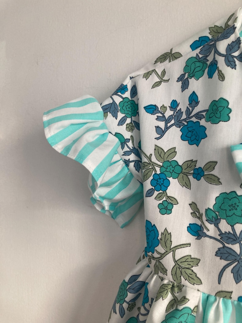 Girls Upcycled Tablecloth Dress in Teal - Etsy
