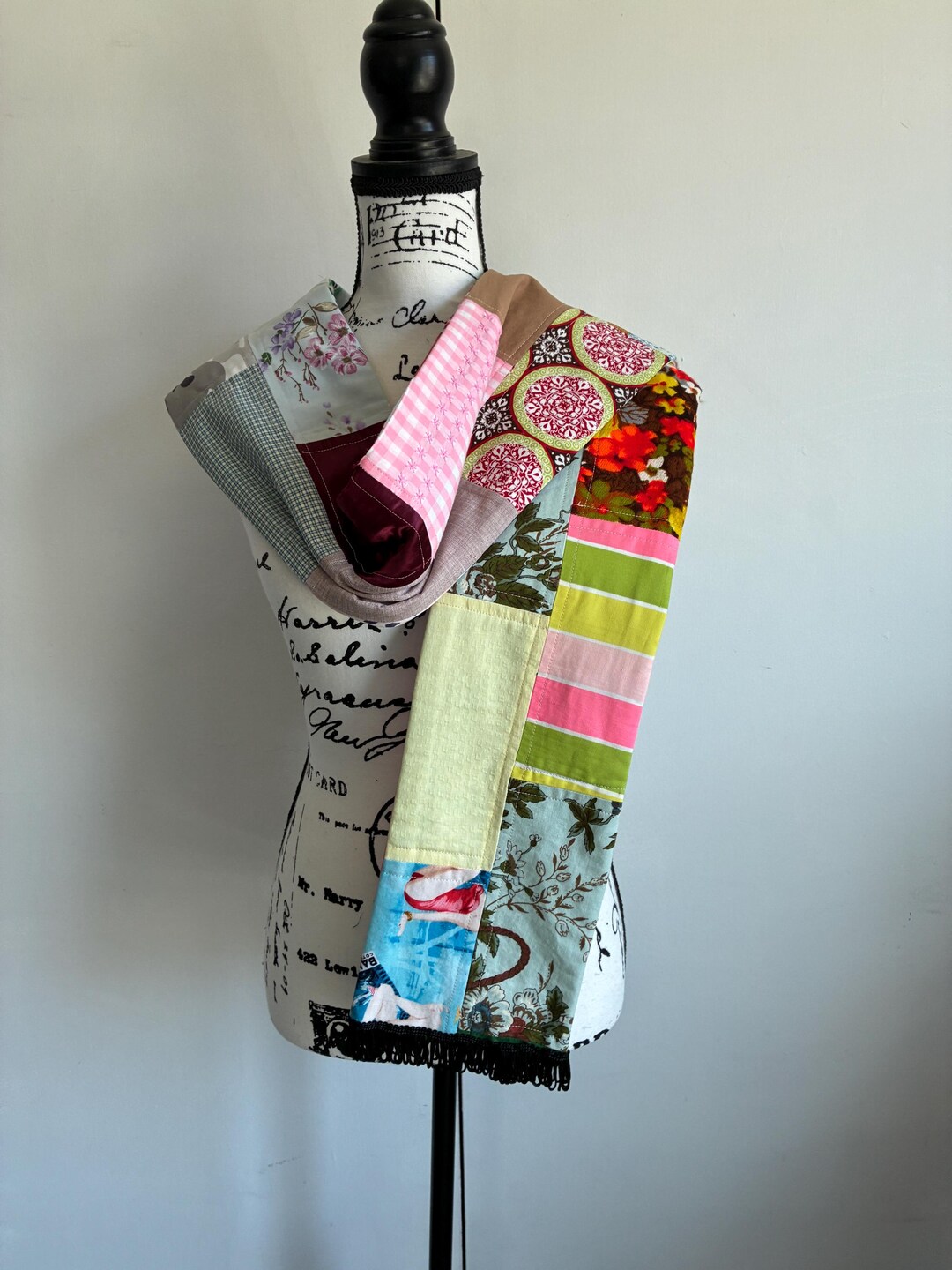 Patchwork Cotton Scarf: Bohemian Style With Fringe - Etsy