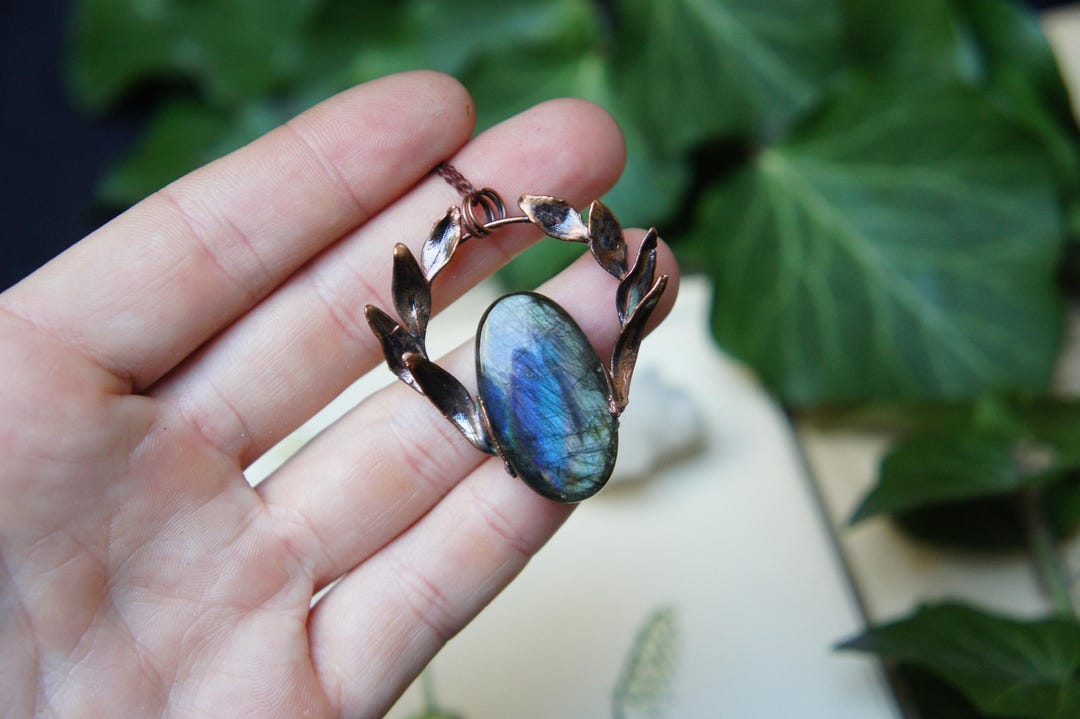 Magical Fairycore Necklace - With Labradorite and Leaves ...