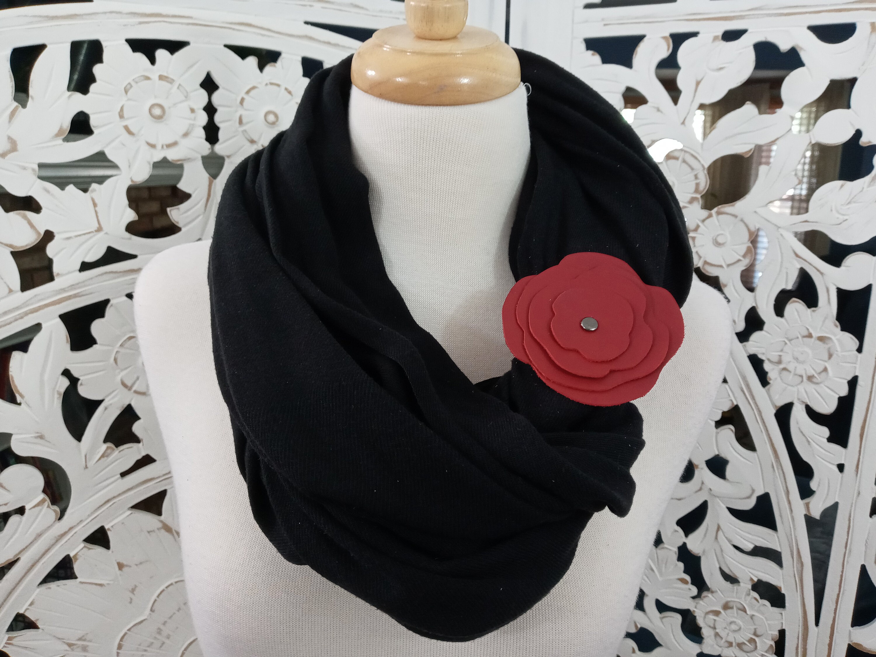 Scarf Cuff Leather Scarf Cuff Leather Flower Scarf Cuff - Etsy