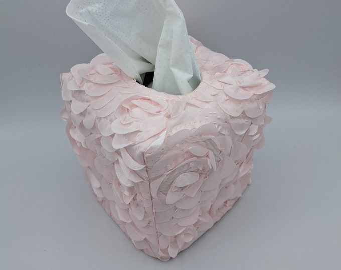Tissue Box Cover, Pink Roses Tissue Cover, Bedroom or Bathoom Pink ...