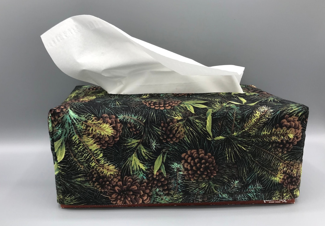 Tissue Box Cover, Pine Cone Tissue Box Cover, Log Cabin Decor, Winter ...