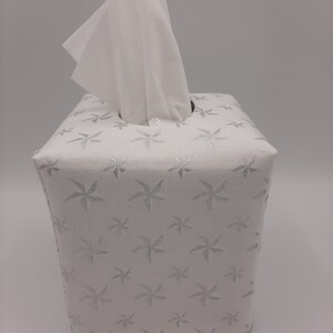 Tissue Box Cover, White and Silver Tissue Box Cover, Bling Tissue Cover ...