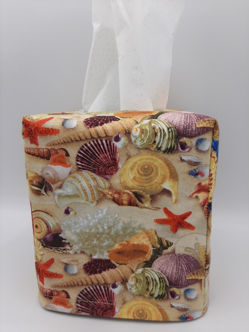 Seashell Fabric Tissue Box Cover, Beach Theme Decor - Etsy