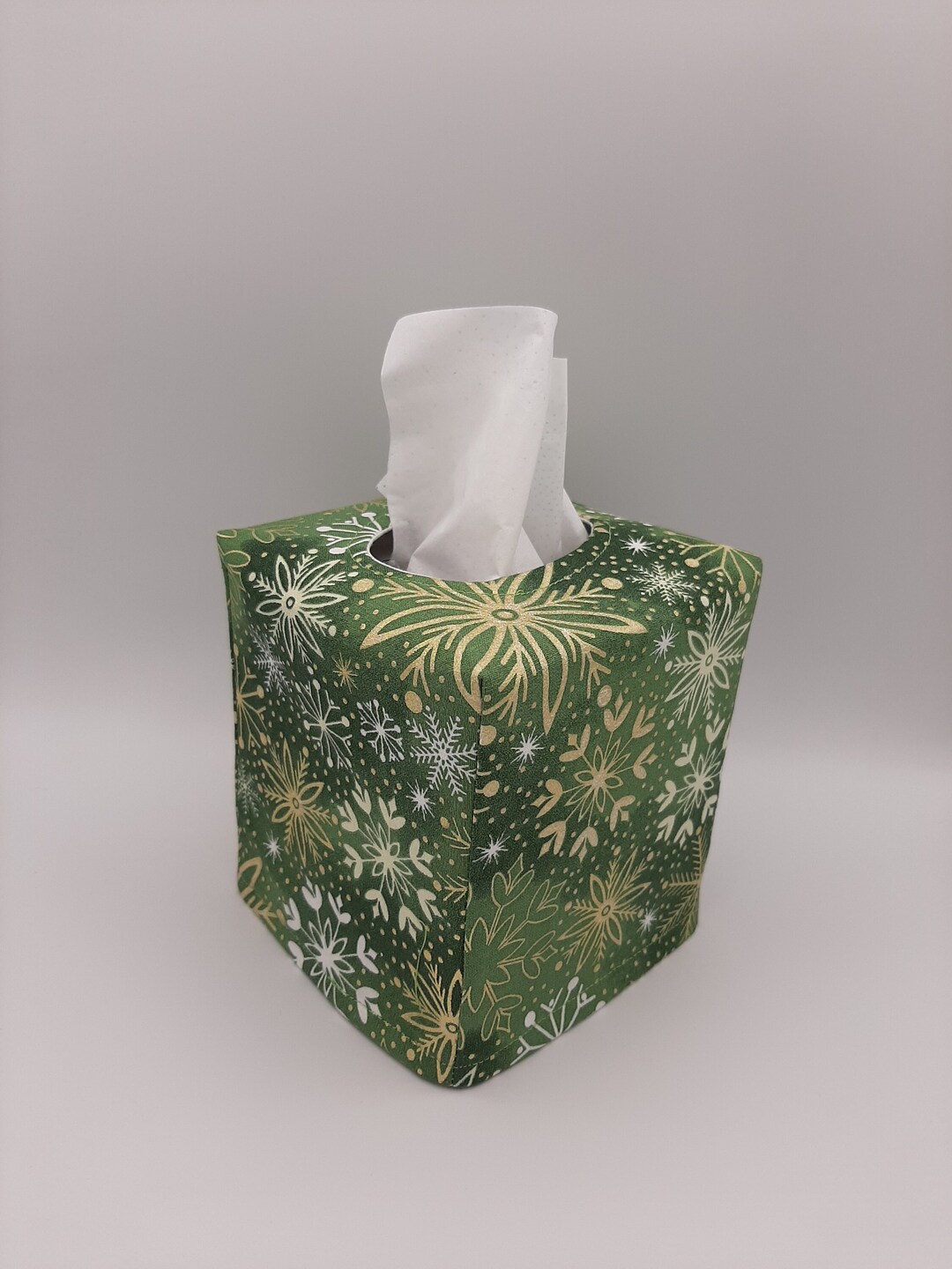 Snowflakes, Gold, White, Green Tissue Box Cover, Inside Winter Decor - Etsy