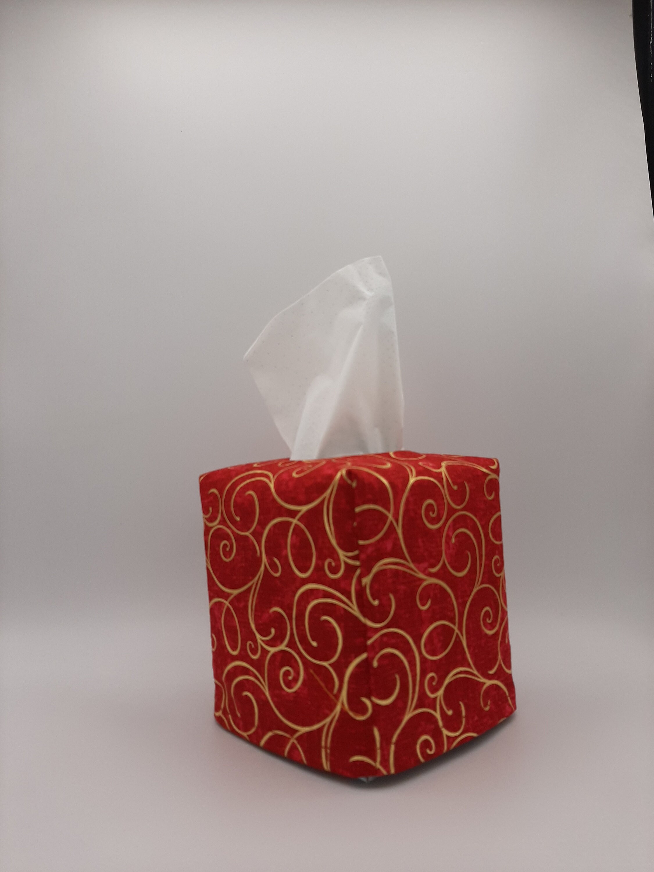 Tissue Box Cover Red Tissue Box Cover Gold Swirls on Red - Etsy