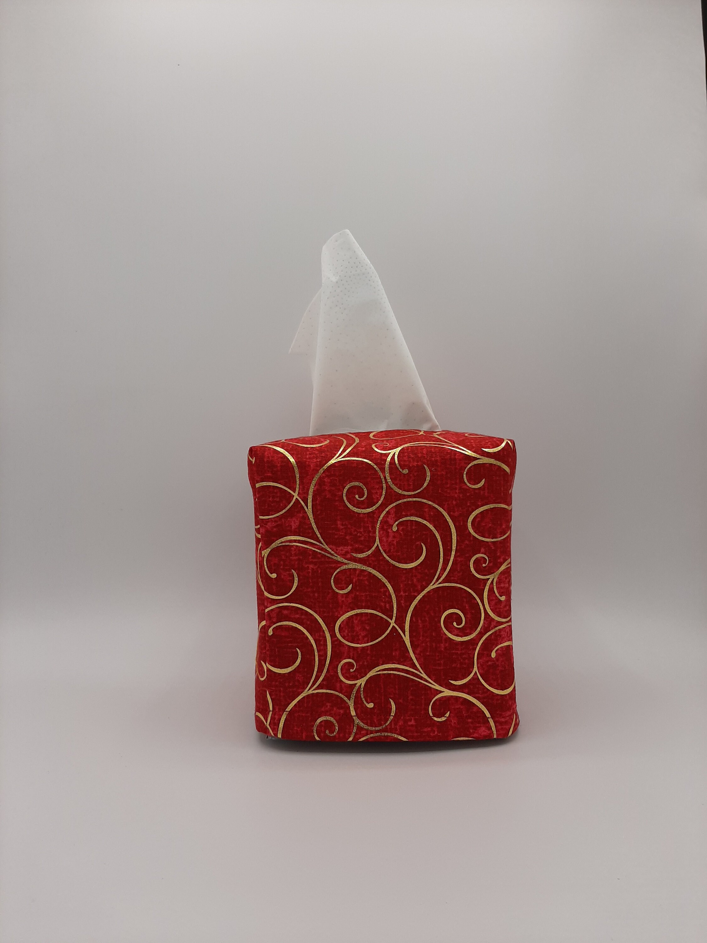 Tissue Box Cover Red Tissue Box Cover Gold Swirls on Red - Etsy