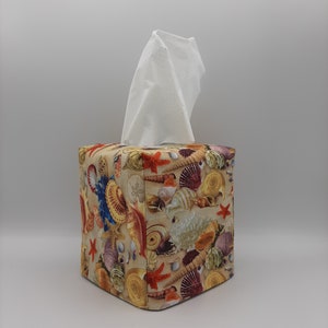 Tissue Box Cover, Sea Shells Tissue Box, Beach Theme Tissue Box, Beach ...