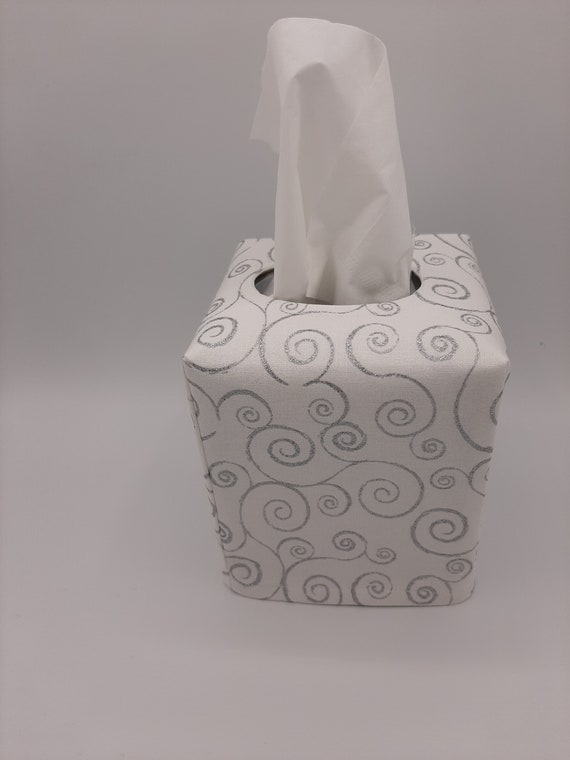 Tissue Box Cover Silver & White Tissue Box Cover Silver - Etsy