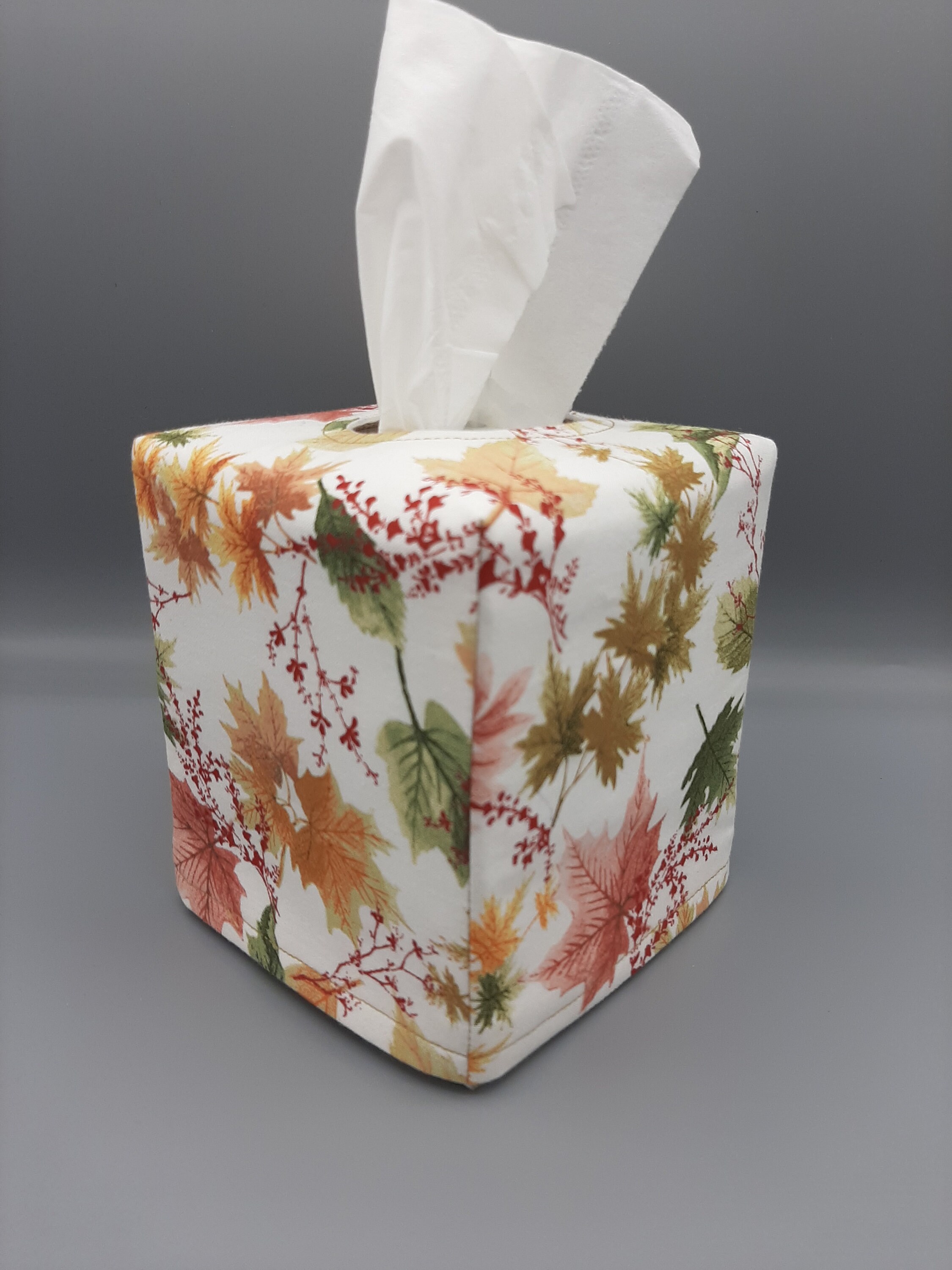 Leaf Textured Tissue Box Cover Square Rust Colored Resin Heavy Fall ...
