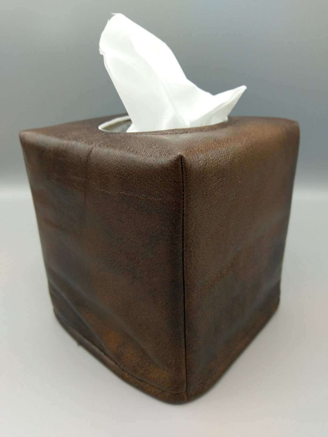 Brown Faux Leather Tissue Box Cover, Cabin Decor - Etsy