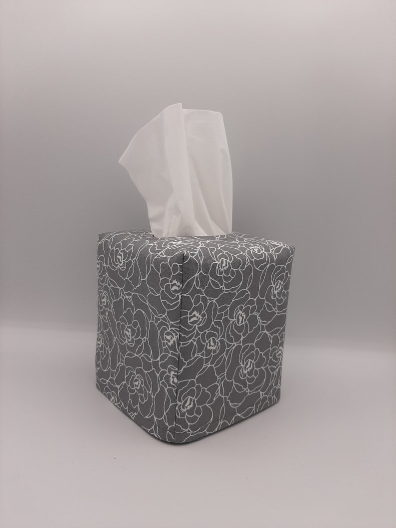 Tissue Box Cover Roses Gray Tissue Cover Gray Tissue Cover - Etsy