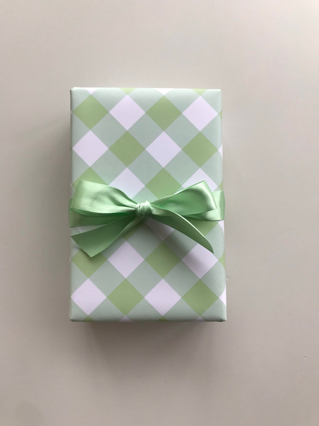 Wrapping Paper: Diagonal Pistachio Gingham {gift Wrap, Birthday ...