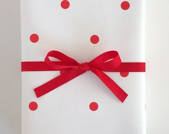 Wrapping Paper: Red and Blush Polka Dot gift Wrap Birthday | Etsy