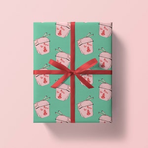 Wrapping Paper: Be Mine Takeout Box Mint - Etsy
