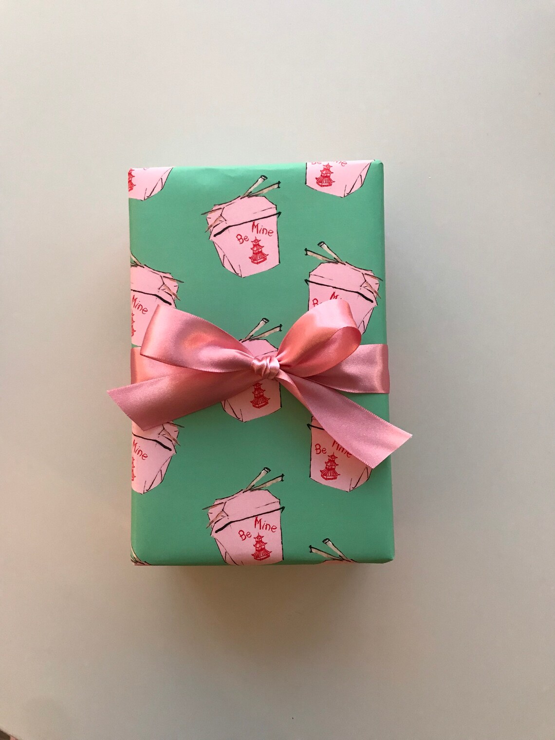 Wrapping Paper: Be Mine Takeout Box Mint - Etsy