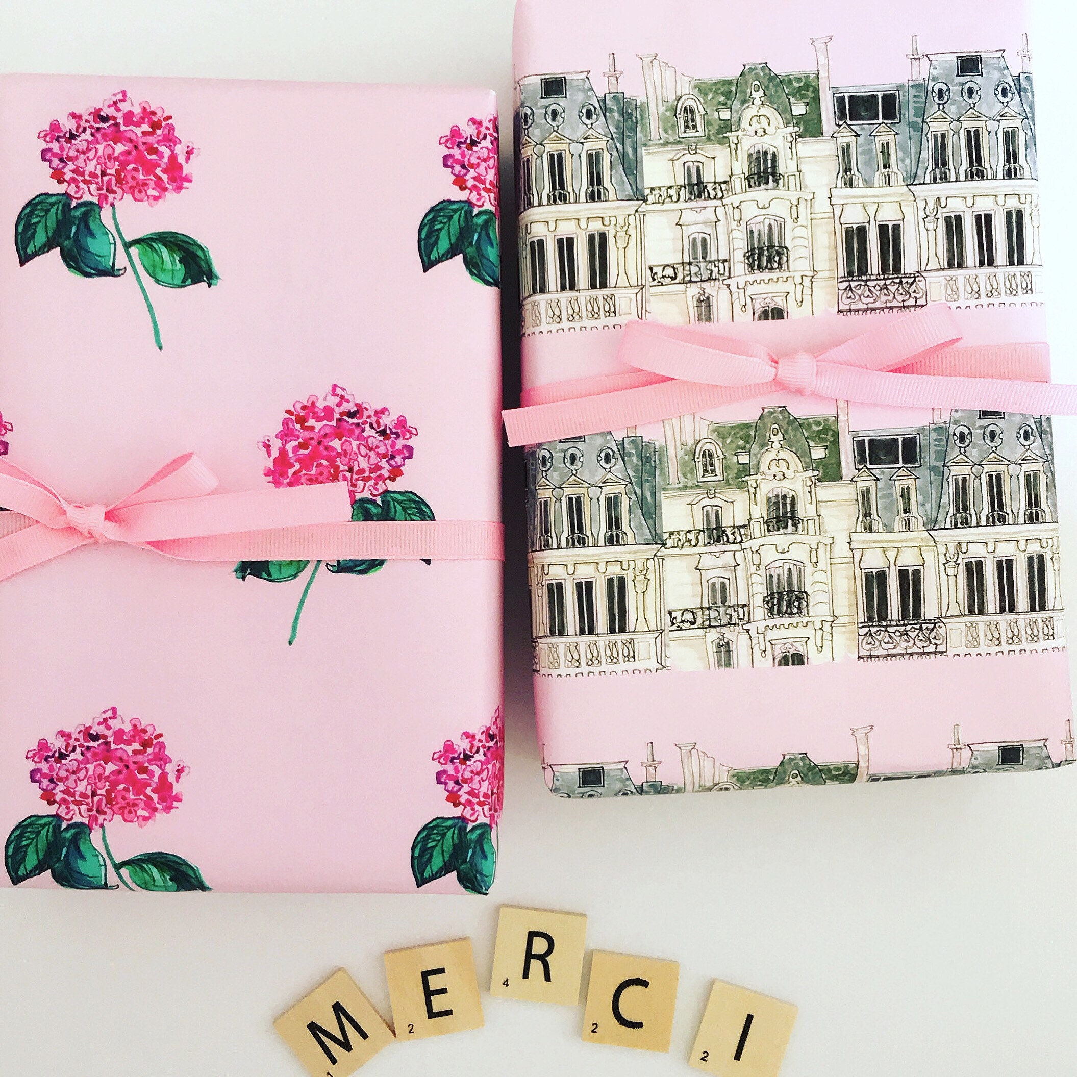 Wrapping Paper: Pink Paris Apartments gift Wrap Birthday - Etsy