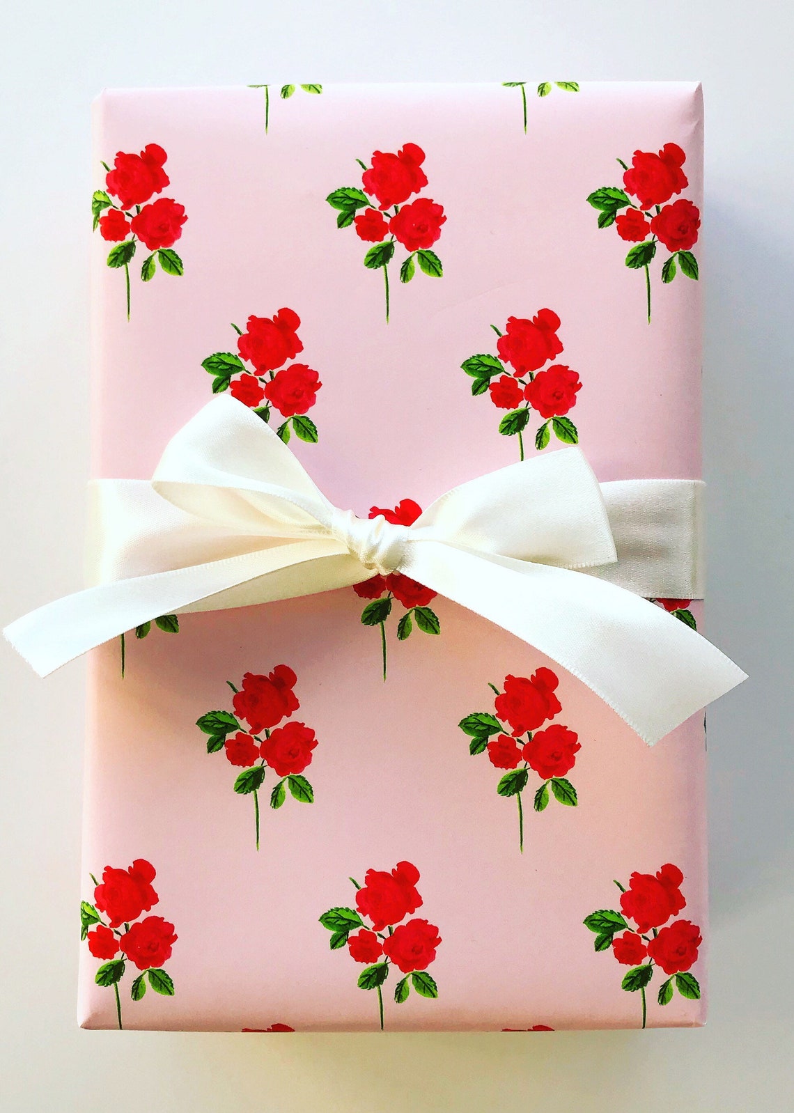 Wrapping Paper: Red and Pink Isabelle Rose gift Wrap - Etsy