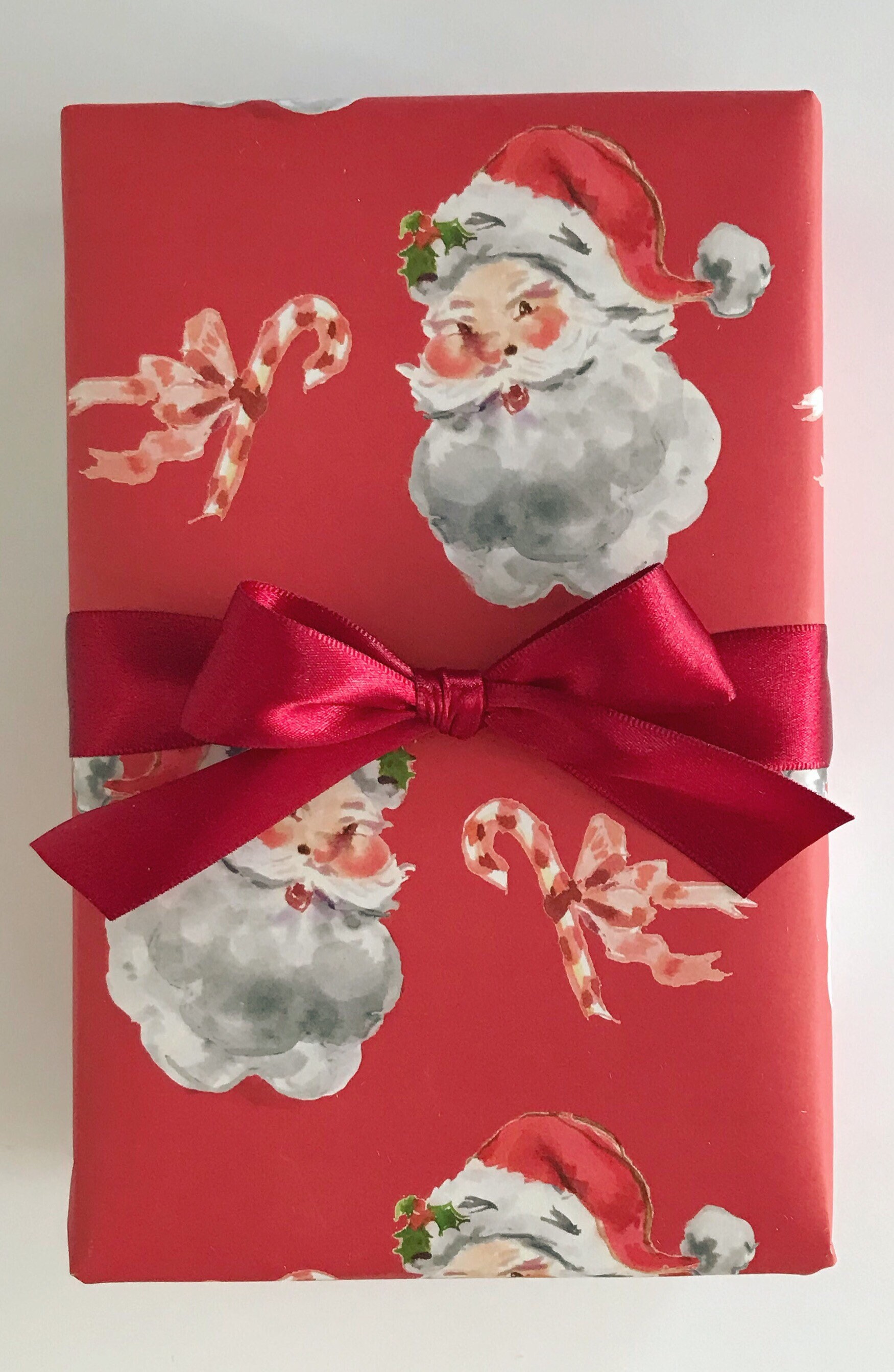 Wrapping Paper Santa Claus Red gift Wrap Birthday Holiday Christmas Etsy