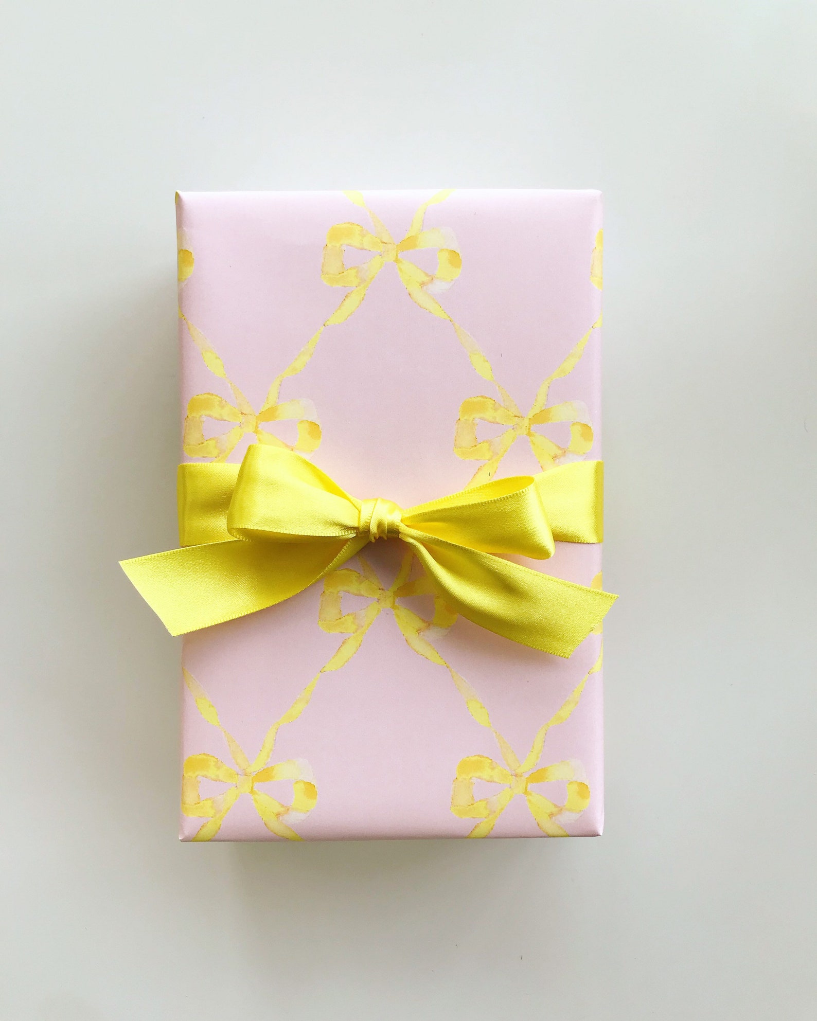 Wrapping Paper: Yellow and Blush Parisian Bows {gift Wrap, Birthday ...