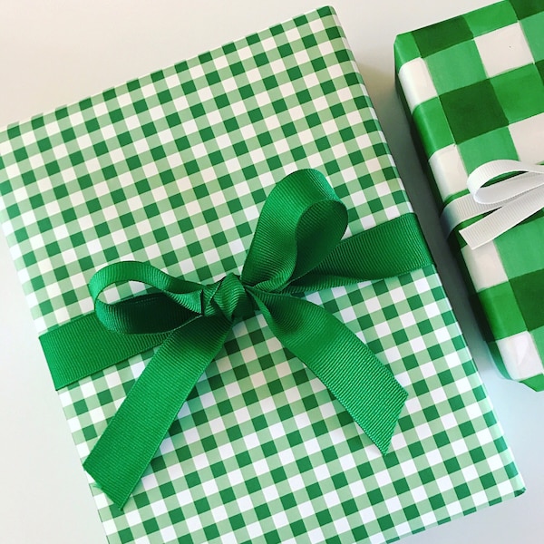Green Gingham Wrapping Paper - Etsy