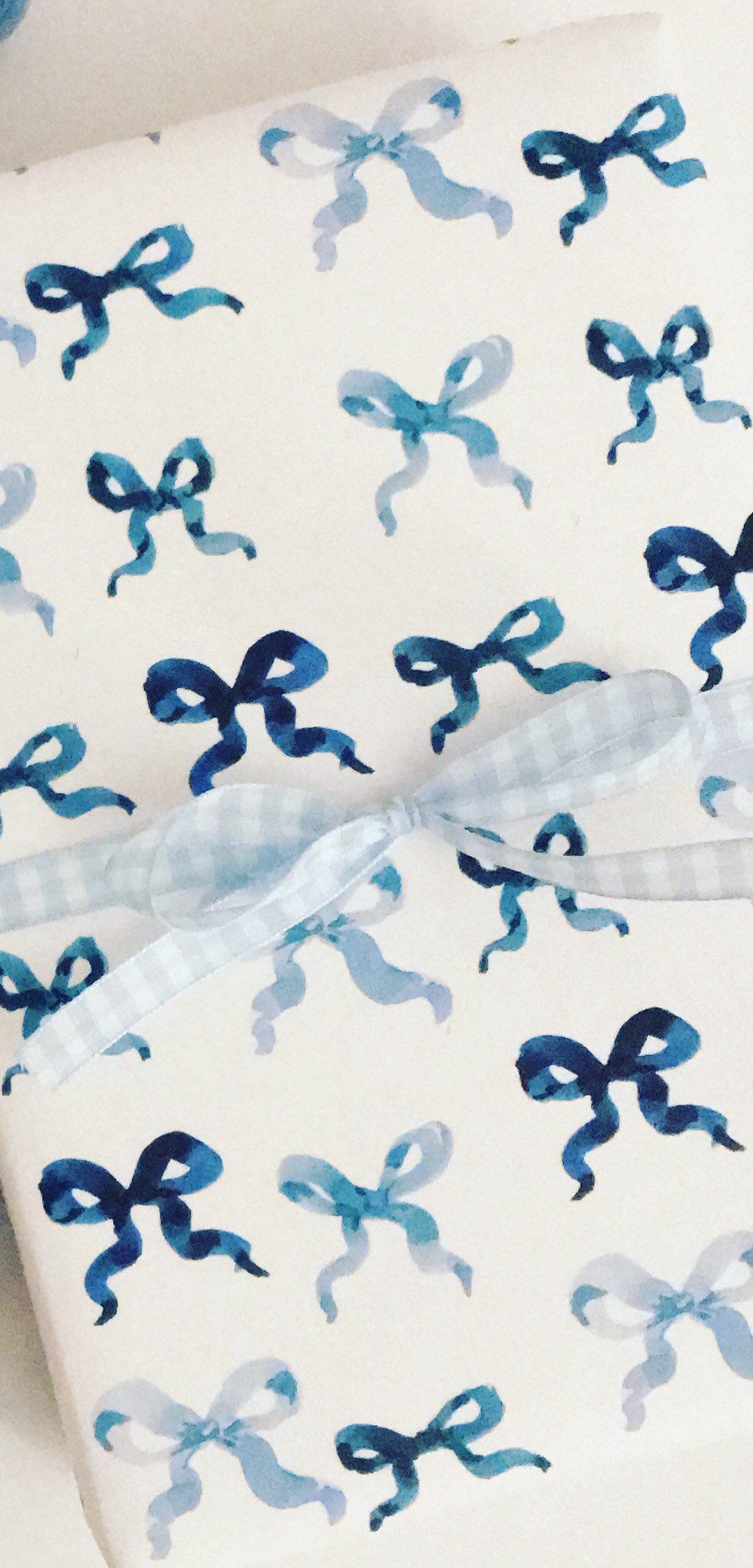 Wrapping Paper: Blue Bows {gift Wrap, Birthday, Holiday, Christmas} - Etsy