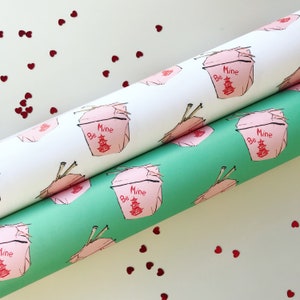 Wrapping Paper: Be Mine Takeout Box Mint - Etsy