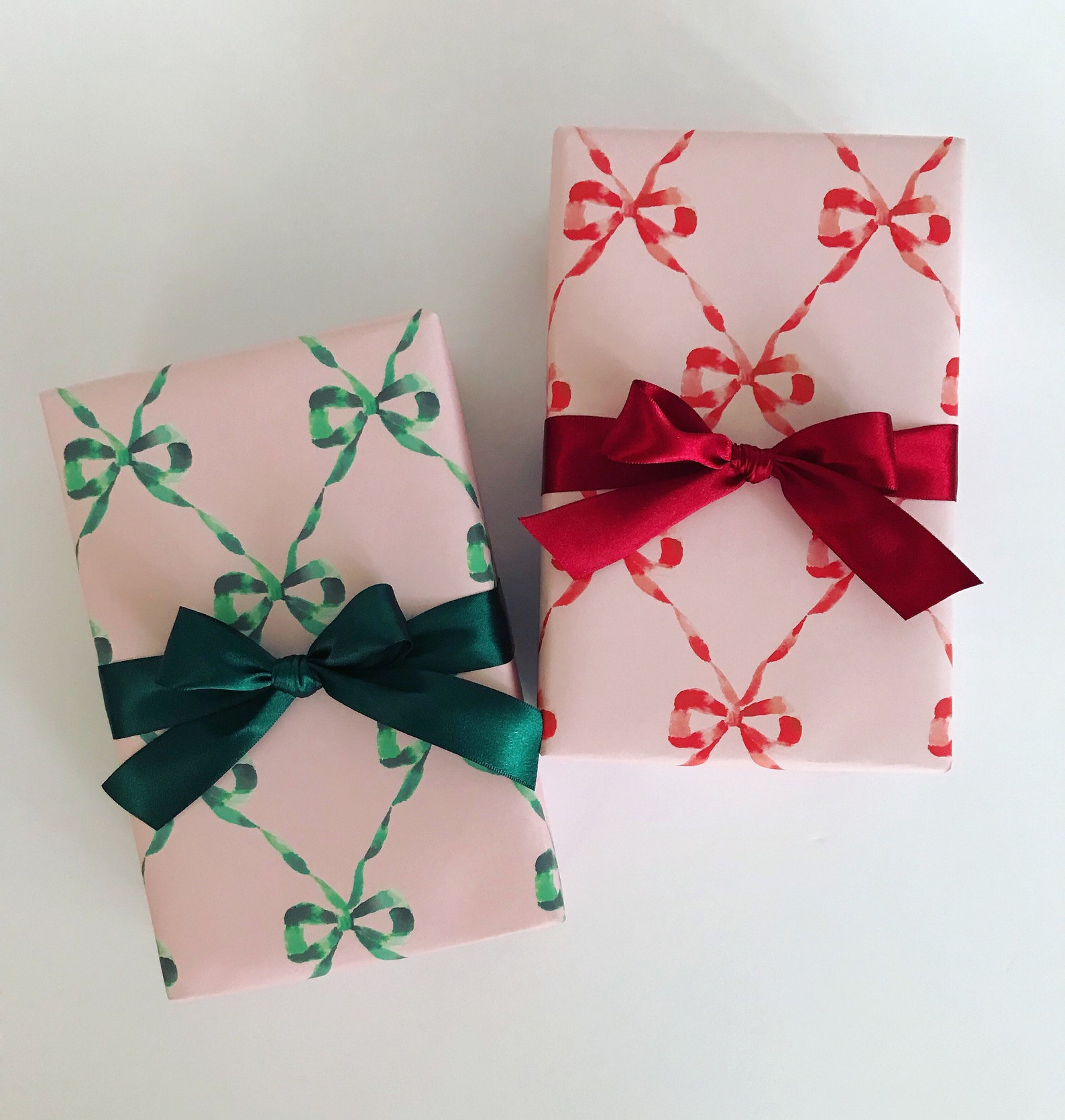 Wrapping Paper: Red and Blush Parisian Bows {gift Wrap, Birthday ...