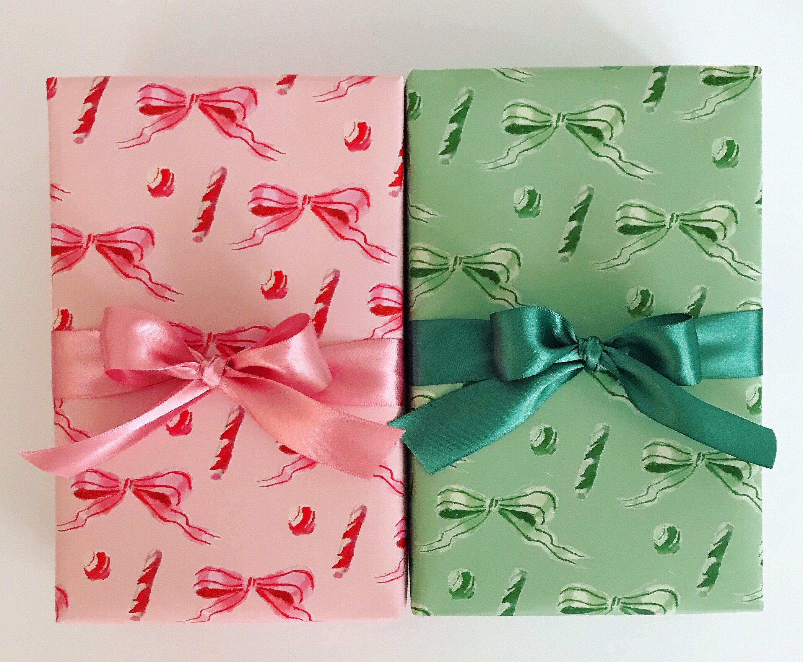 Wrapping Paper: Blush Bows and Candy Canes on Pink gift Wrap - Etsy