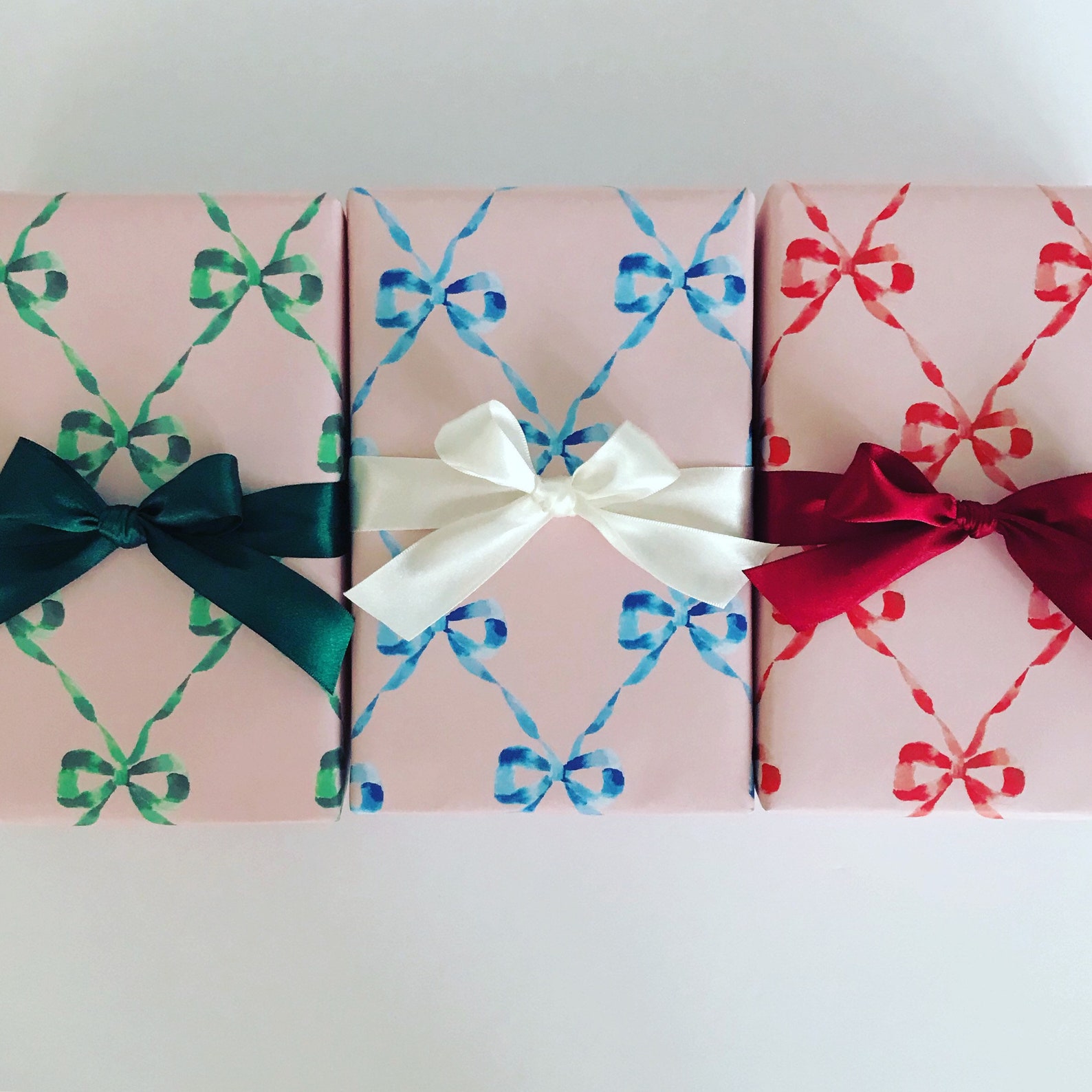 Wrapping Paper: Red and Blush Parisian Bows {gift Wrap, Birthday ...
