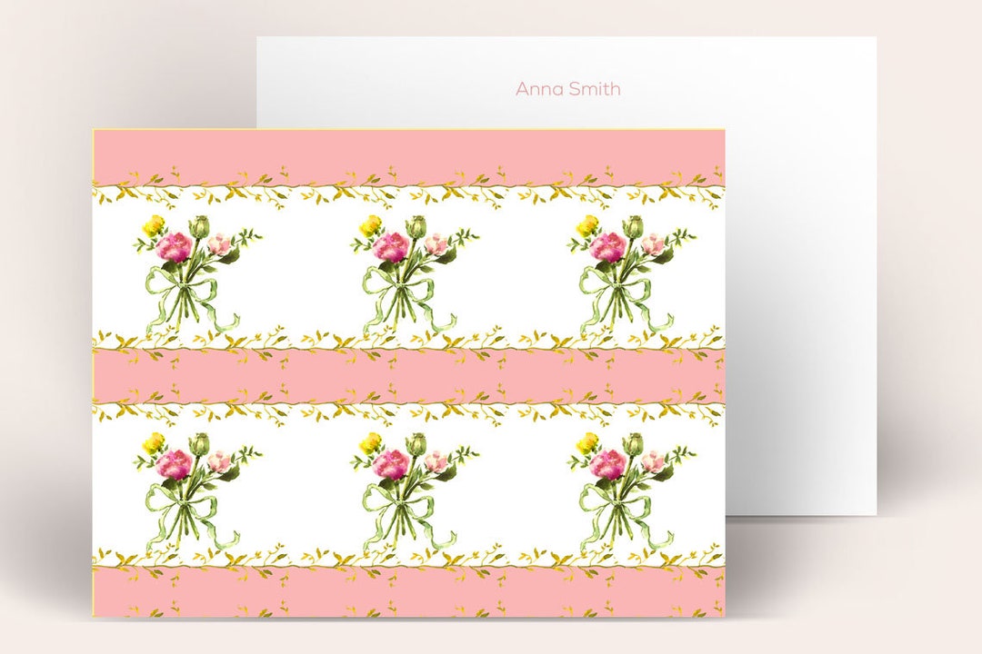 Personalized Stationery: Pink Regency Bouquet {stationary Notecards ...
