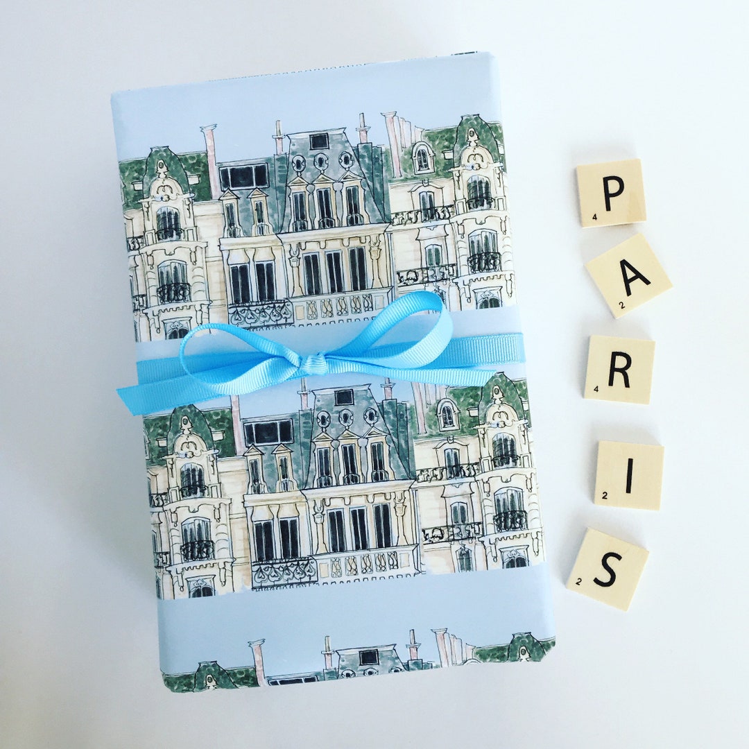 Wrapping Paper Blue Paris Apartments {gift Wrap, Birthday, Holiday ...
