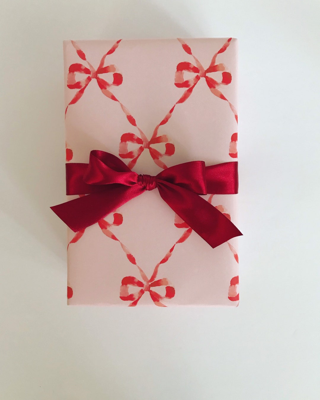 Wrapping Paper: Red and Blush Parisian Bows {gift Wrap, Birthday ...