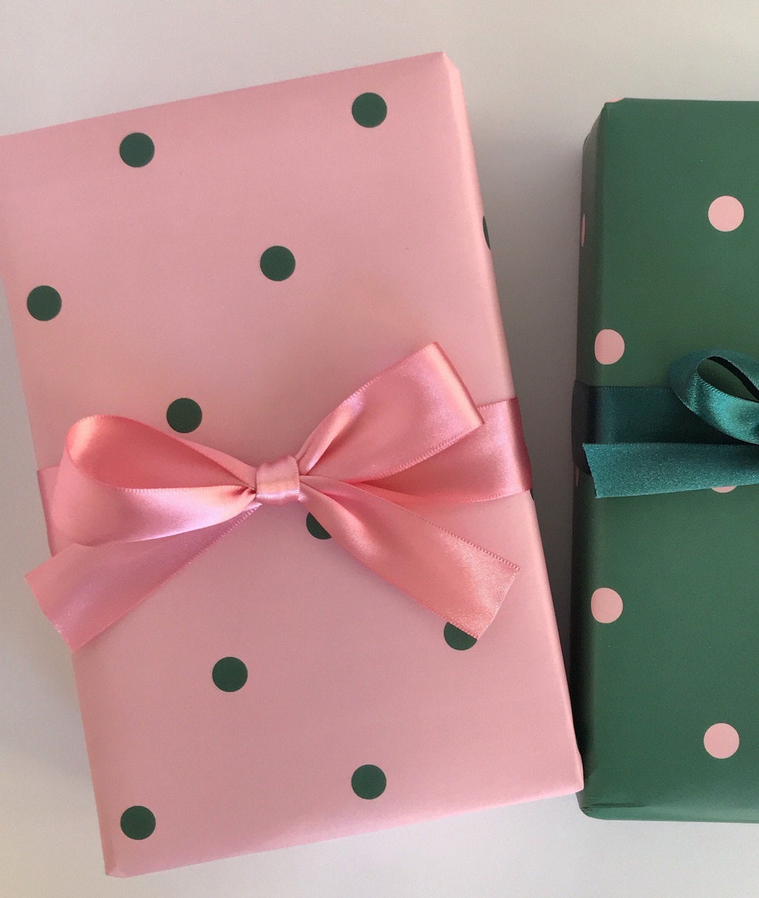 Wrapping Paper: Blush and Forest Polka Dot {gift Wrap, Birthday ...