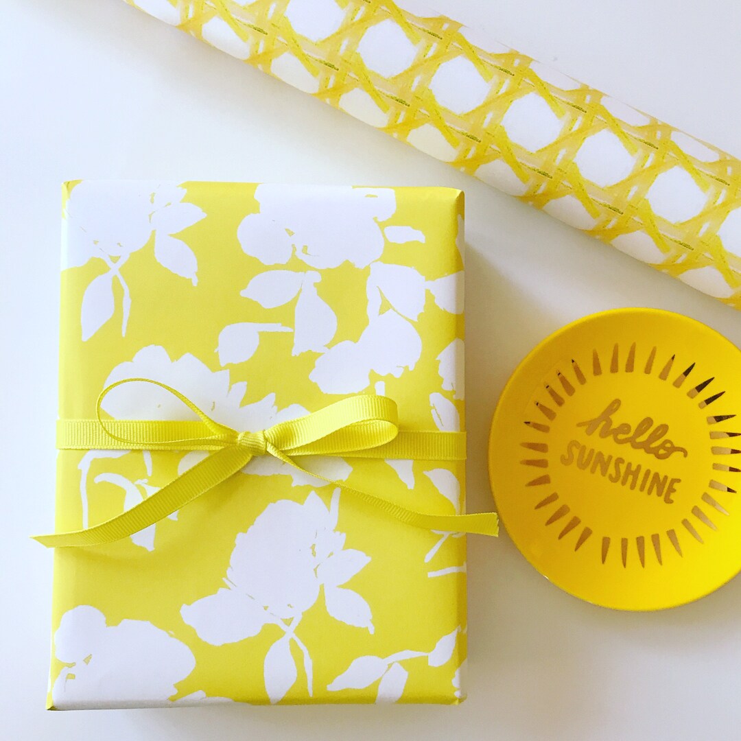 Wrapping Paper: Yellow Silhouette Floral {gift Wrap, Birthday, Holiday ...