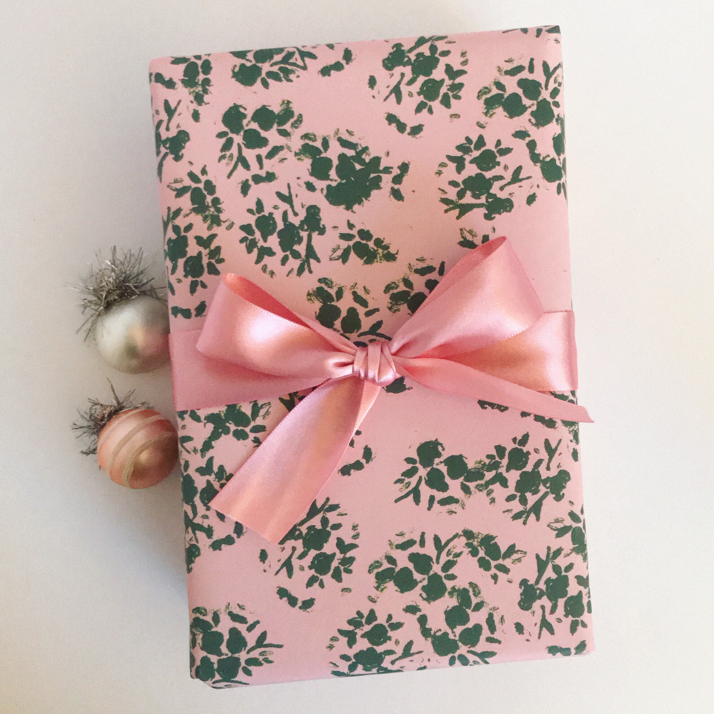 Wrapping Paper: Blush and Forest Parisian Florette gift Wrap | Etsy
