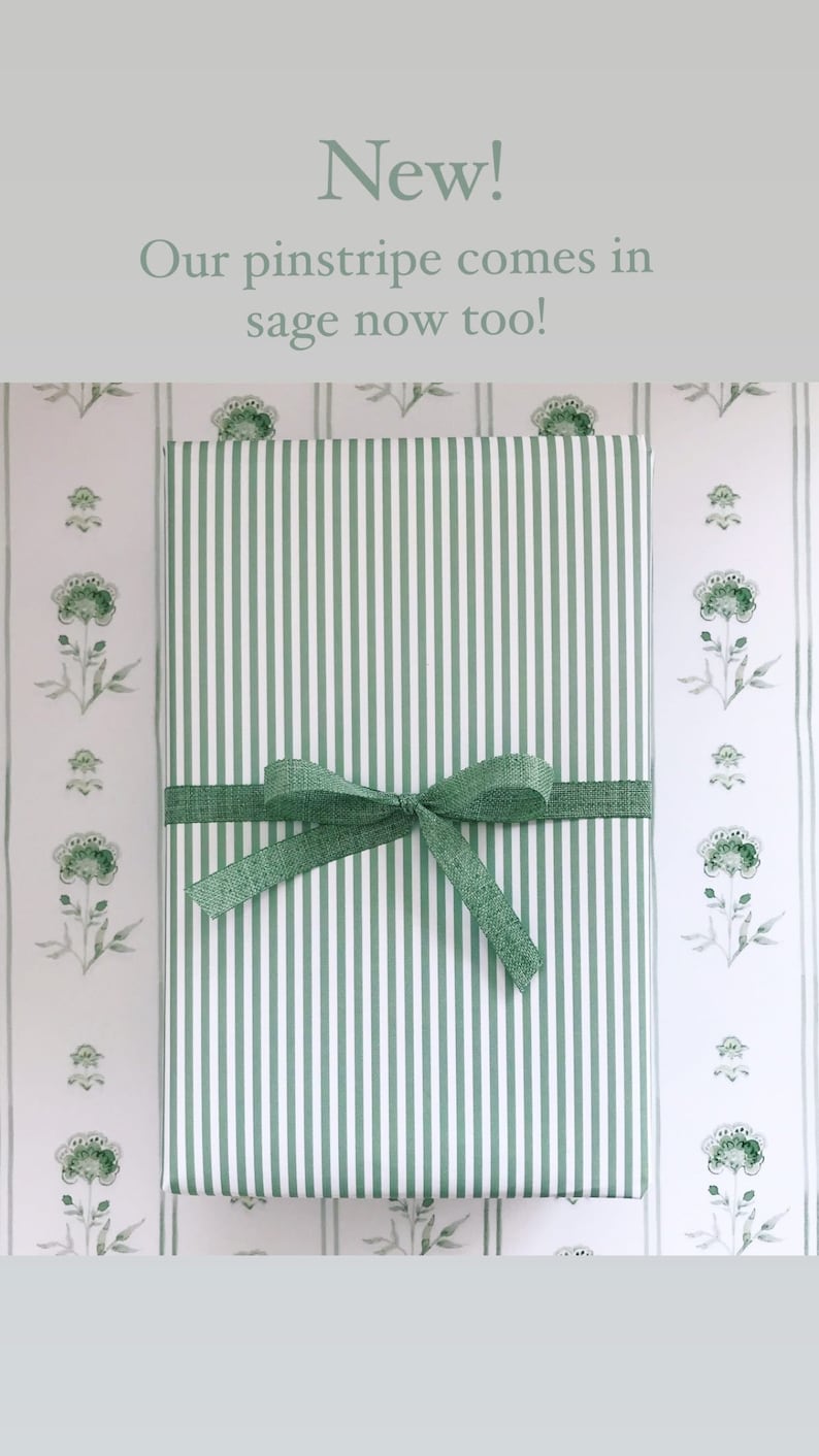 Wrapping Paper: Sage Pinstripe {gift Wrap, Birthday, Holiday, Christmas ...