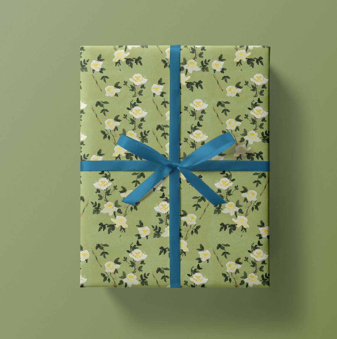 Wrapping Paper: Green & Yellow Peony Vine {gift Wrap, Birthday, Holiday ...