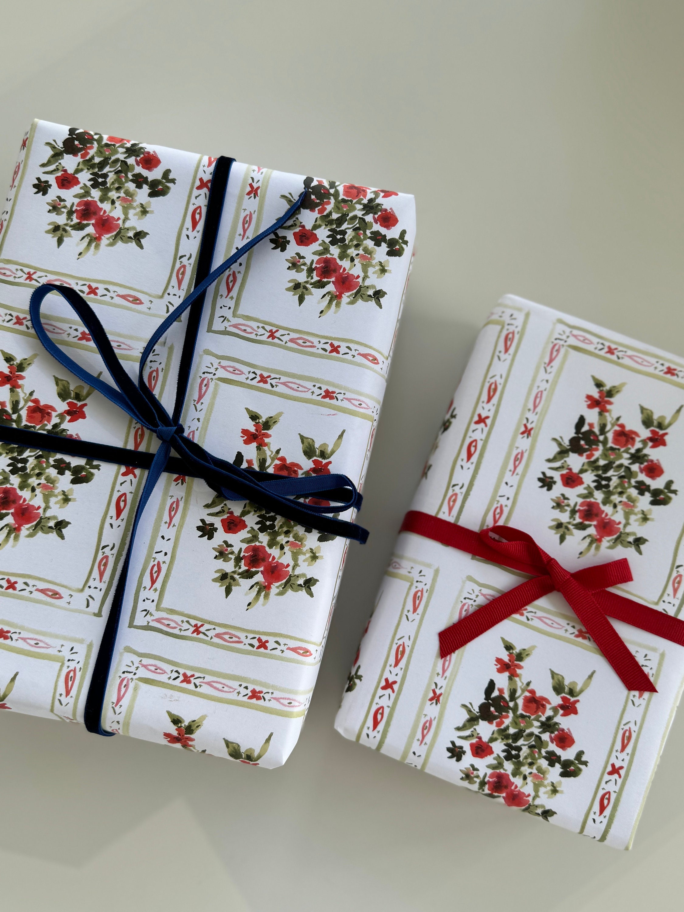Wrapping Paper: Red Brocade Floral {gift Wrap, Birthday, Holiday ...