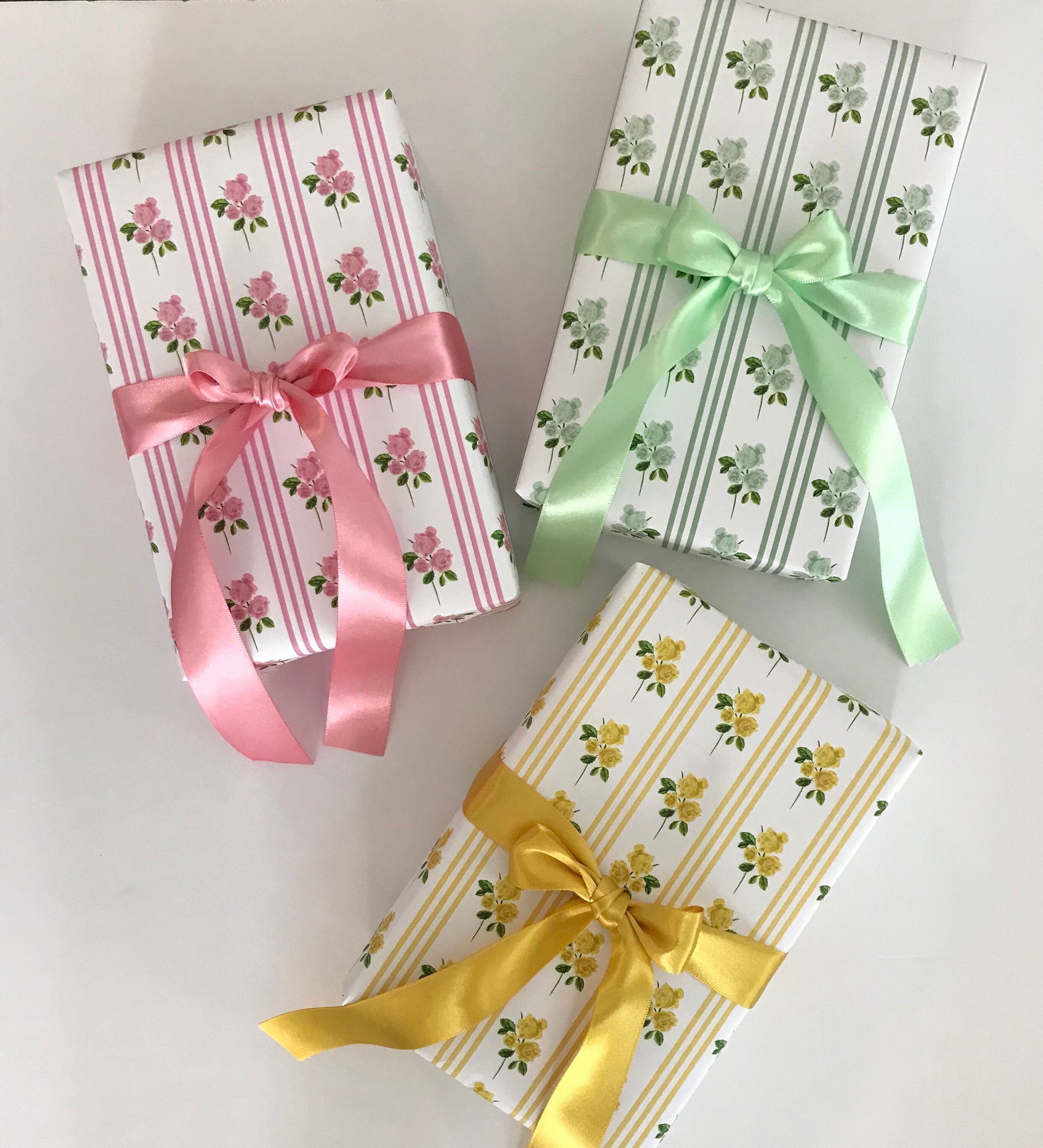 Wrapping Paper: Pink French Rose Pinstripe gift Wrap - Etsy