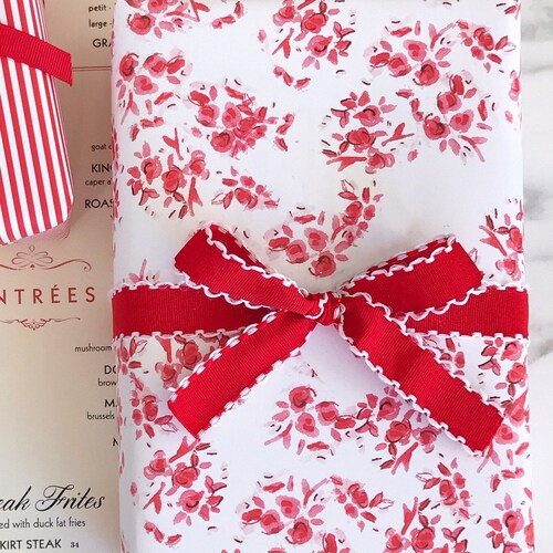 Wrapping Paper: Red Pinstripe gift Wrap Birthday Holiday | Etsy